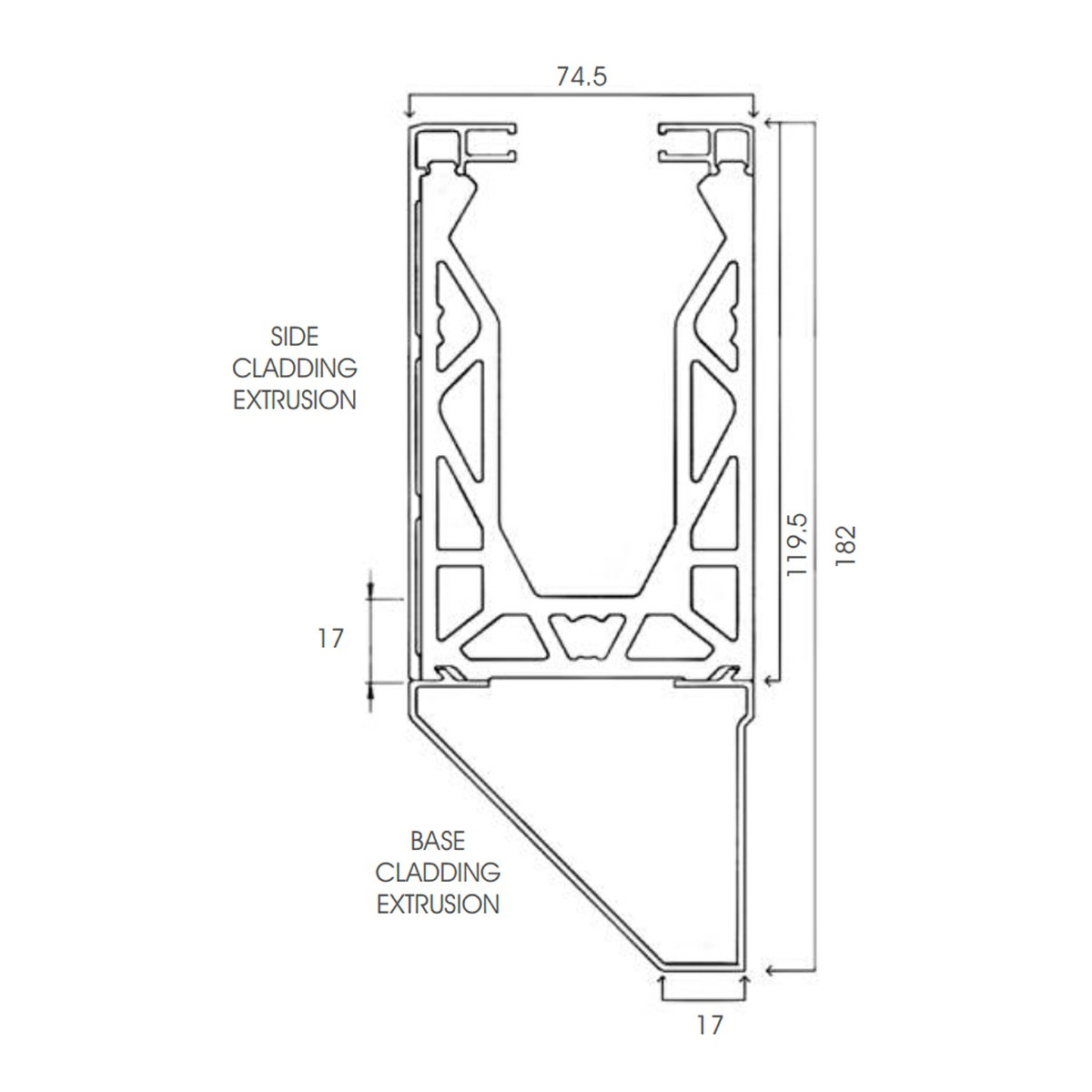 Side Fixed Balustrade System with Bottom Tapered Cladding - 3m - Bushed ...