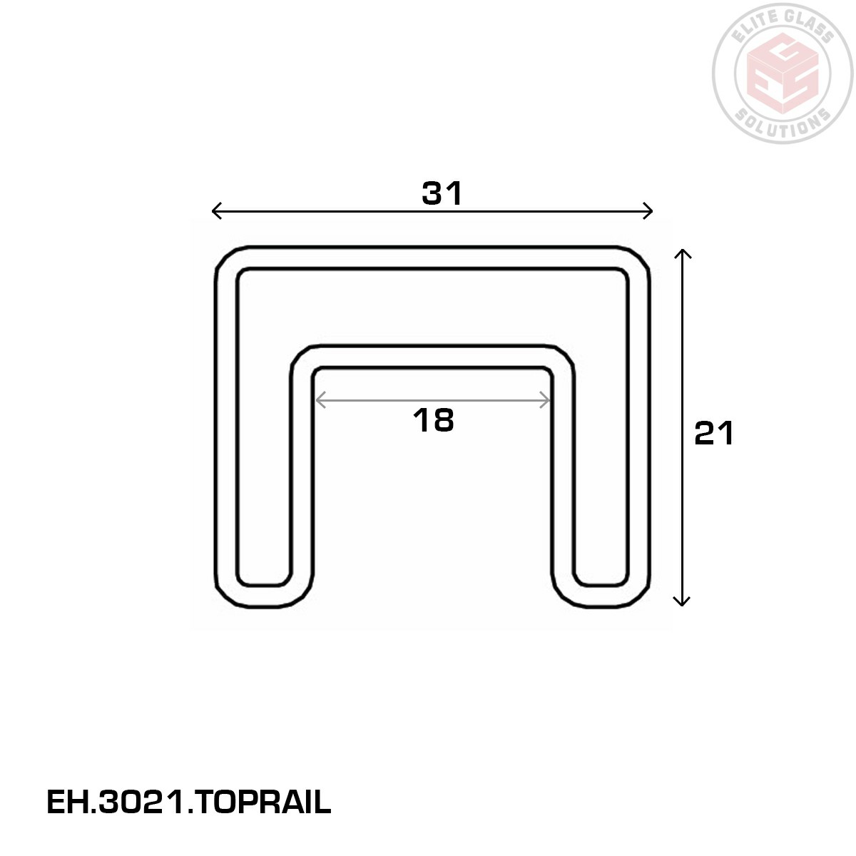 30mm x 21mm Toprail 5800mm Length - Satin Stainless Steel - Elite Glass ...