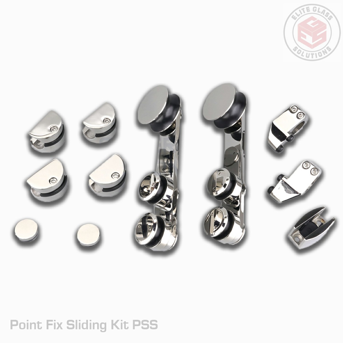 Sliding Door Kit - 304 - Polished Stainless Steel - Elite Glass Solutions