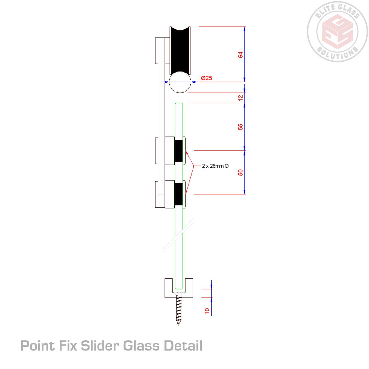 Sliding Door Kit - 304 - Satin Stainless Steel - Elite Glass Solutions