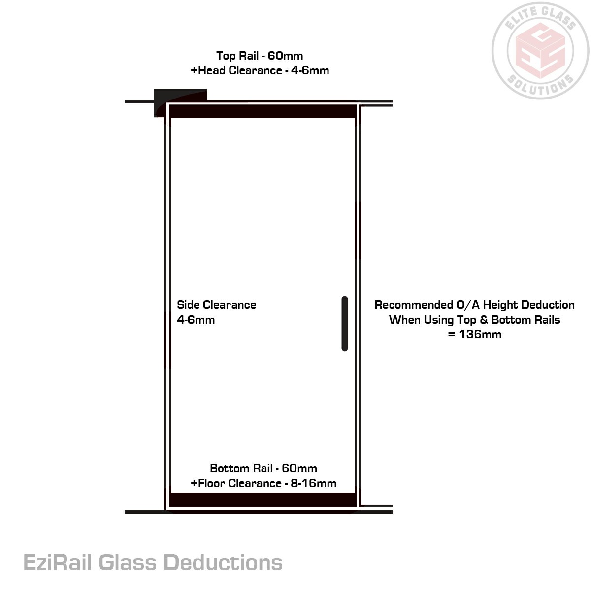 Bottom Rail - Locking - Satin Silver Anodized - Elite Glass Solutions