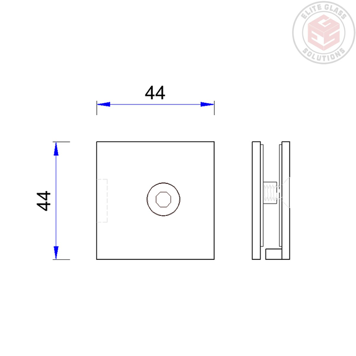 Mb45 SC - Shower Bracket Brass 45 x 45 x 3.2mm Two Holes Satin Chrome ...
