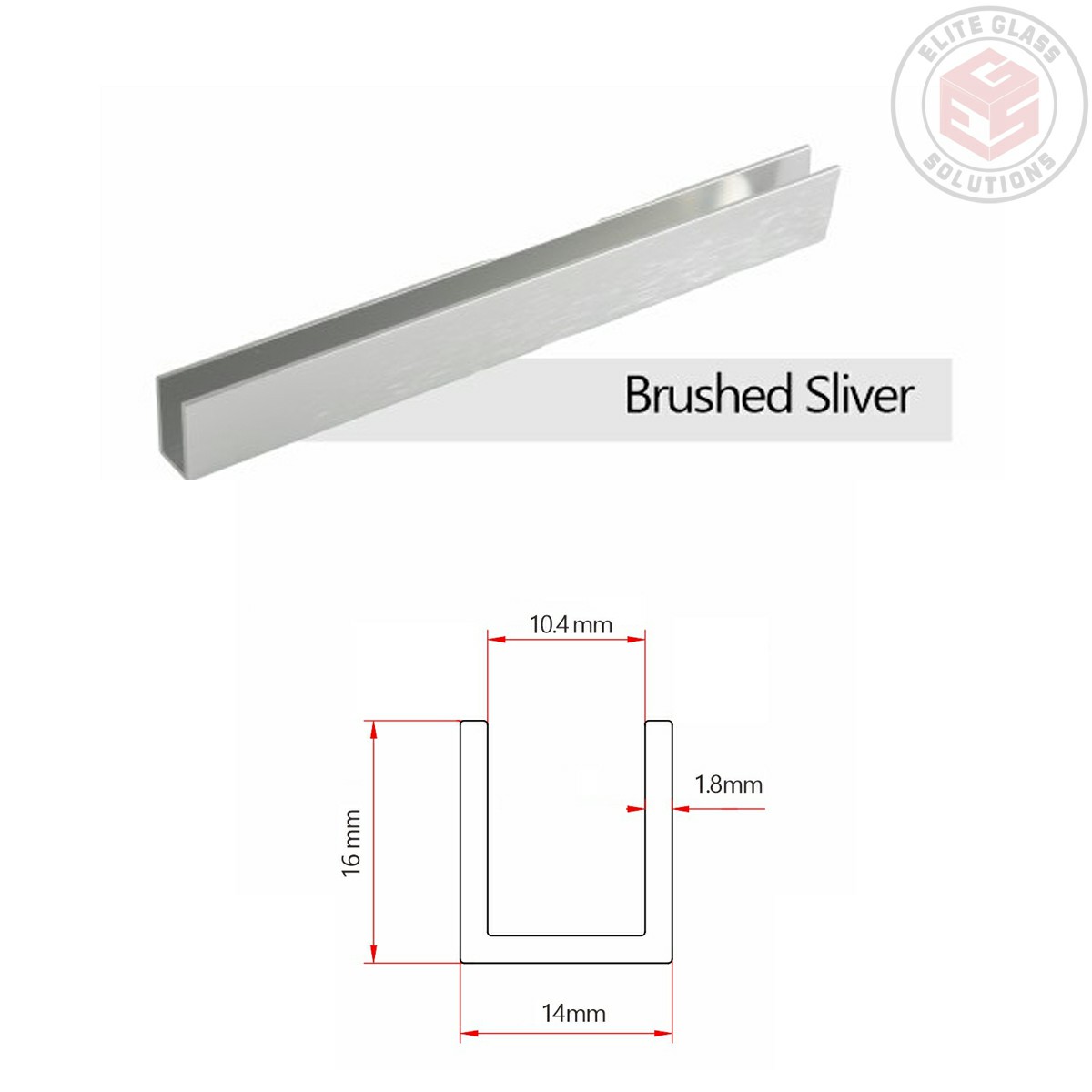 CH15 SSA - Aluminium Glazing Channel - 16mm x 14mm - 3m Length - Satin ...