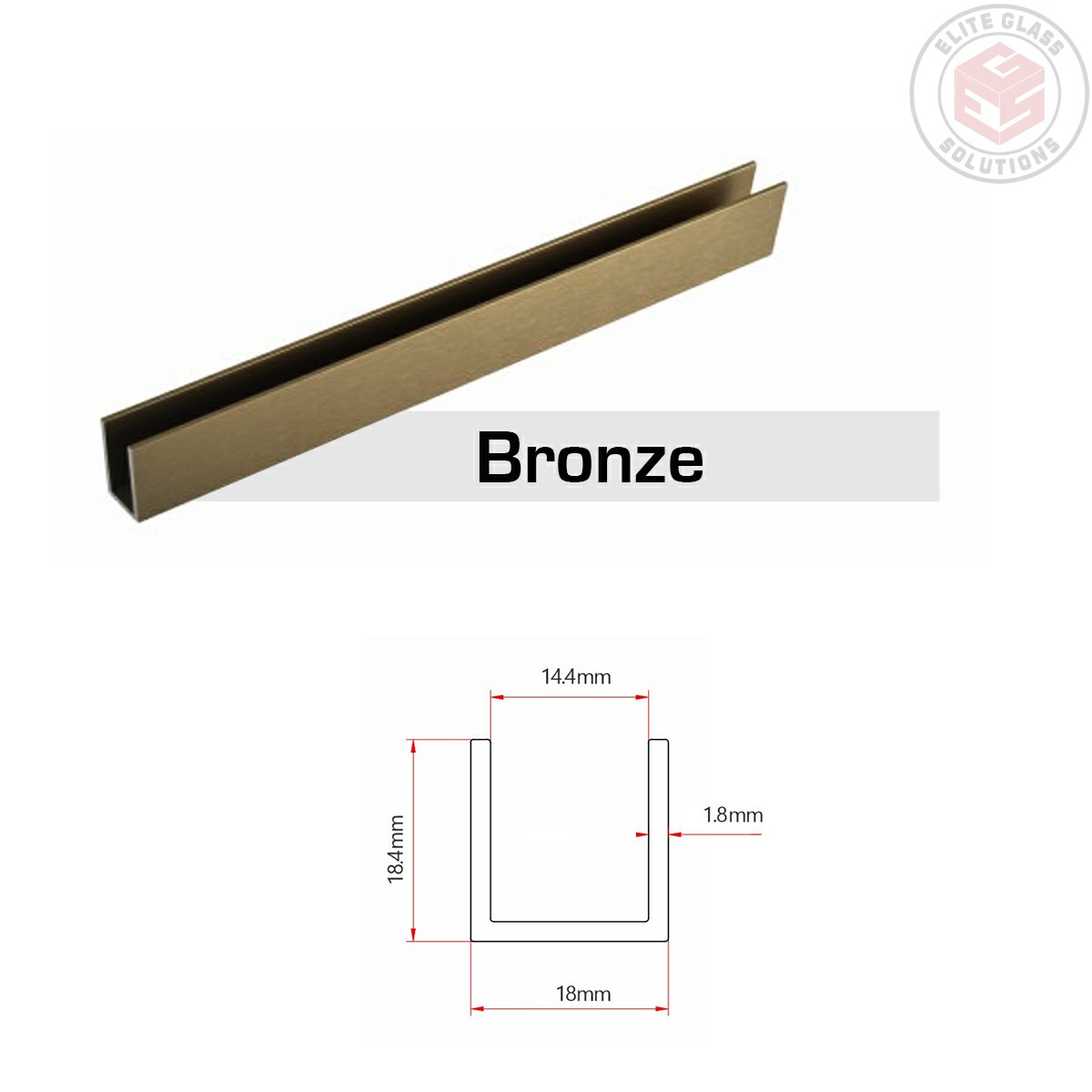 CH18 BRONZE - Aluminium Glazing Channel - 18.4mm x 17.6mm - 3m Length ...