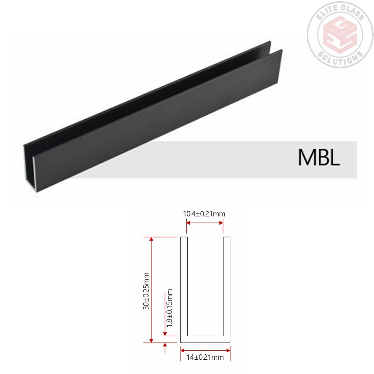 CH30 MB - Aluminium Glazing Channel 30mm x 14mm 2103mm Length Matt ...