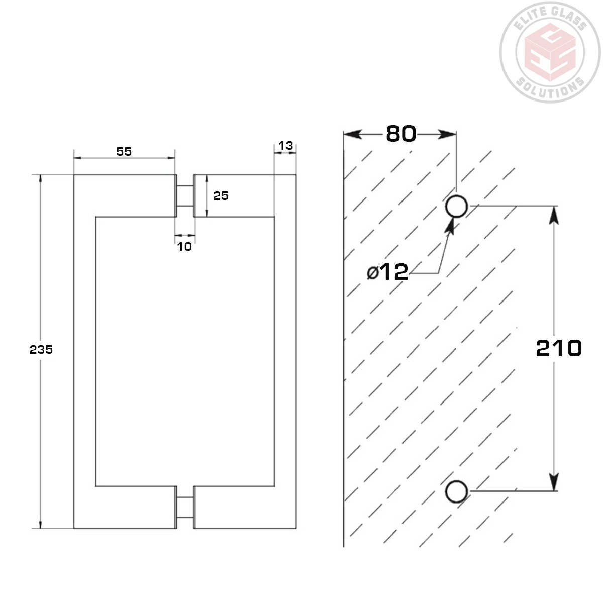 Handle - Cubix 50210 Double Handle - 50 x 210mm CTC - Polished ...