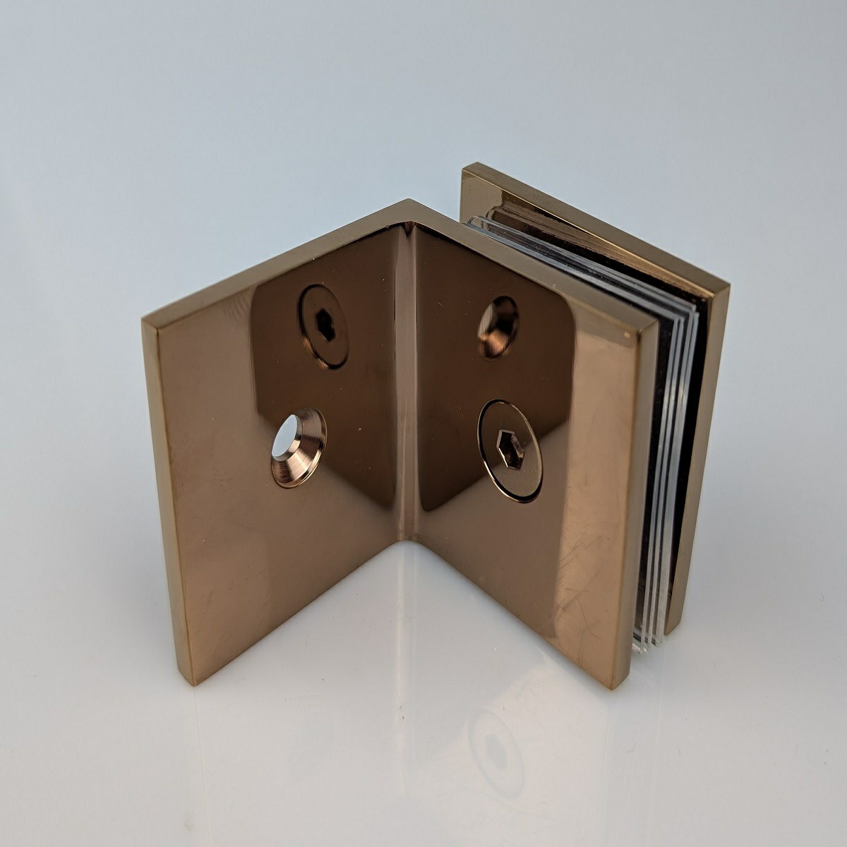 MB50 RG - Floor Mini Bracket Glass to Wall Square 90 Degree Rose Gold ...