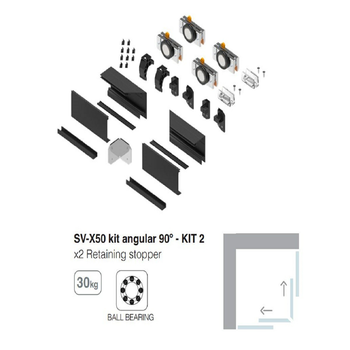 Saheco Retaining Stopper Kit for SV-X50 - Angular 90 Degrees - 2x 1.5m ...
