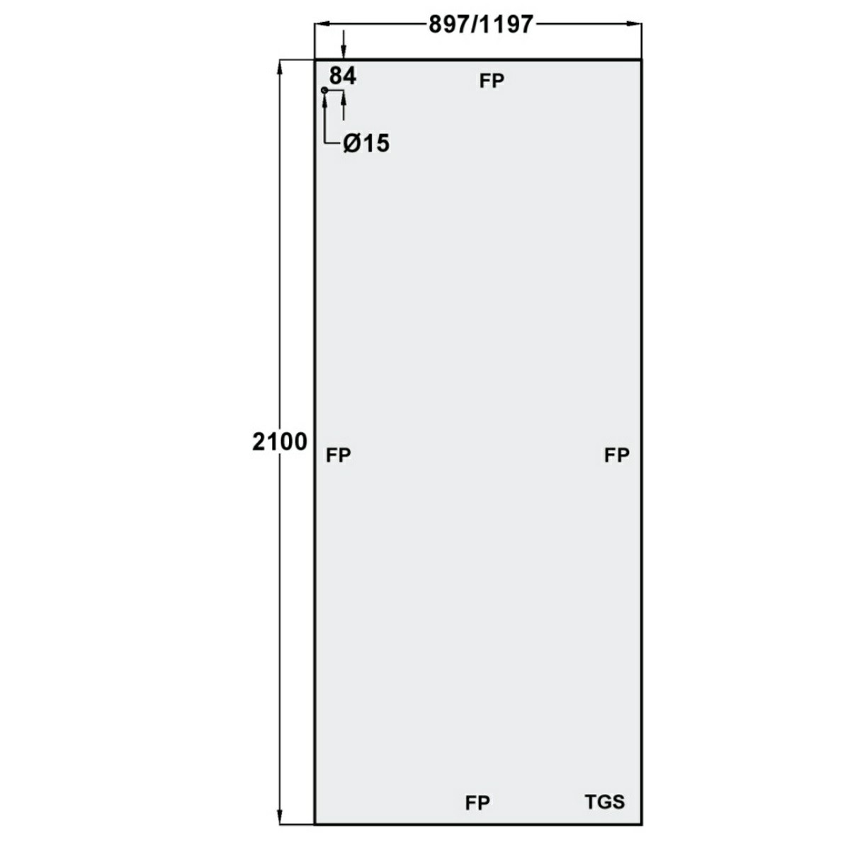 Aquaslide 2000 Sliding Shower Return Panel - 10mm Clear Tough - 2100 x ...