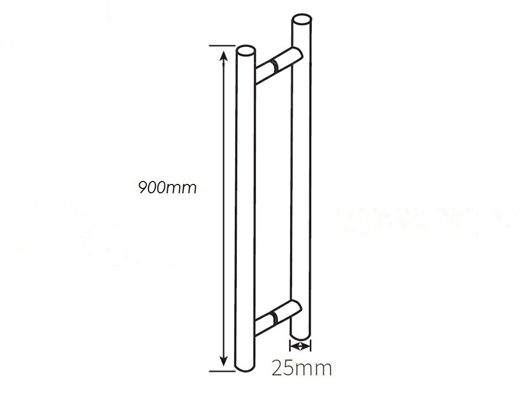 Mf.900.32 Sss - Pull Handle H Style Round Profile 900mm Overall Length ...
