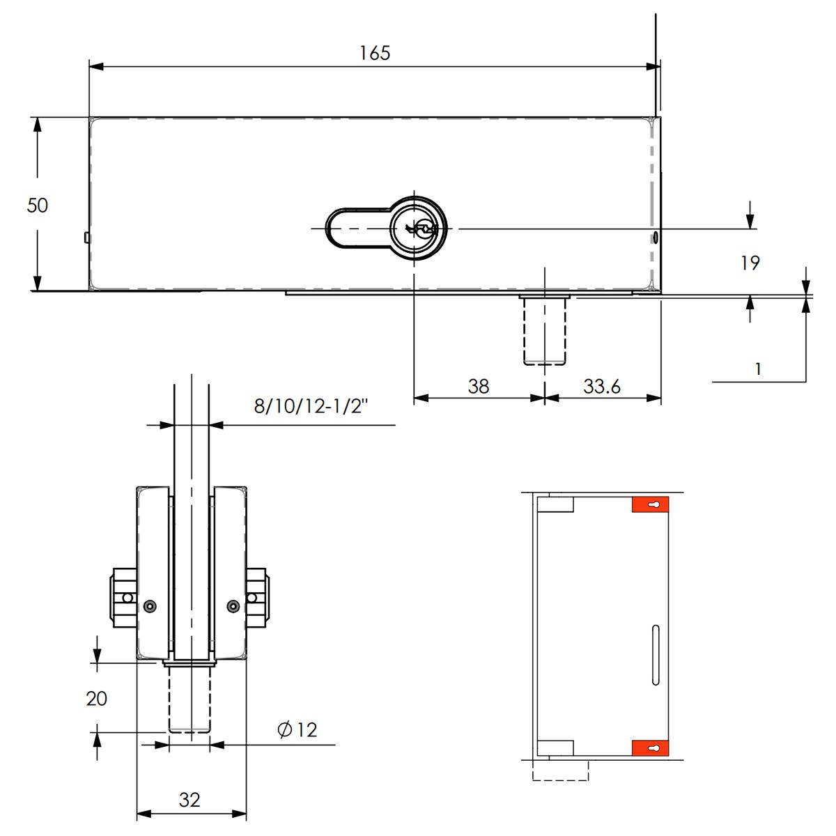 CAS.48700 SSS - Casma Lock Patch Fittings Suit 8, 10, 12mm Glass Satin ...