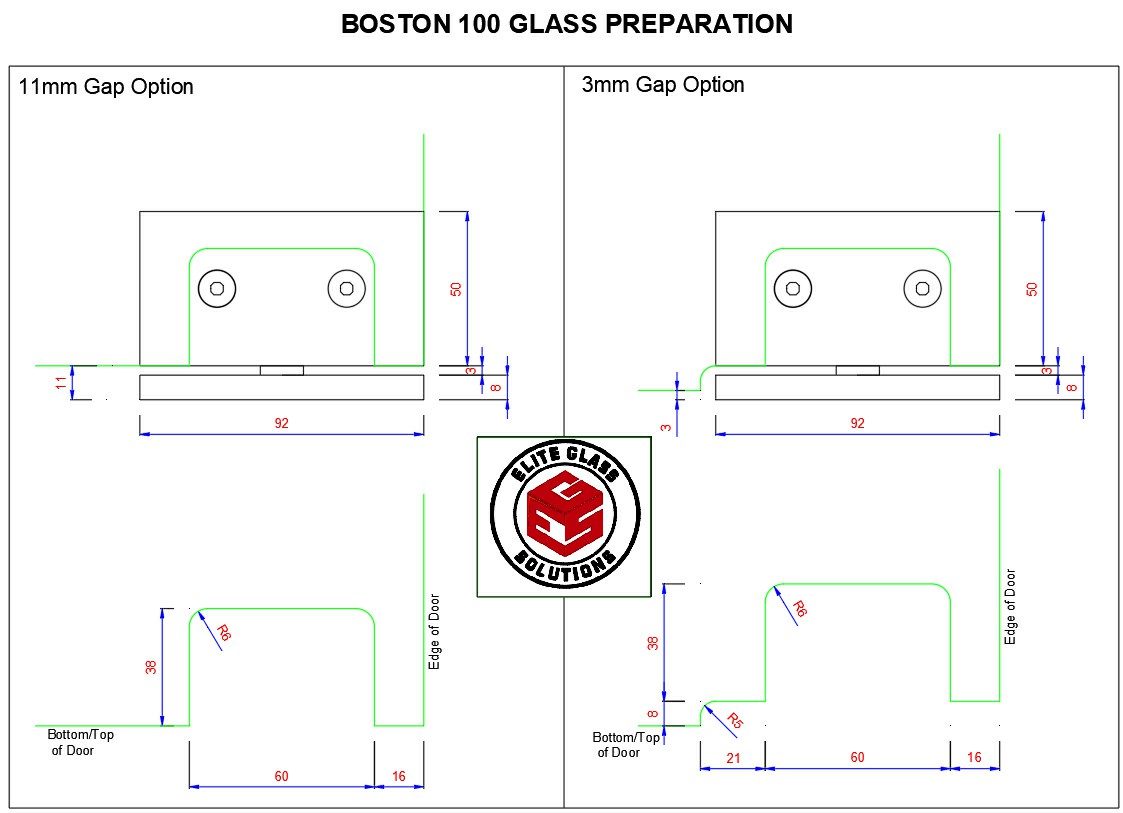 BOS100 BGB - Boston 100 Series Top or Bottom Shower Screen Pivot Hinge ...