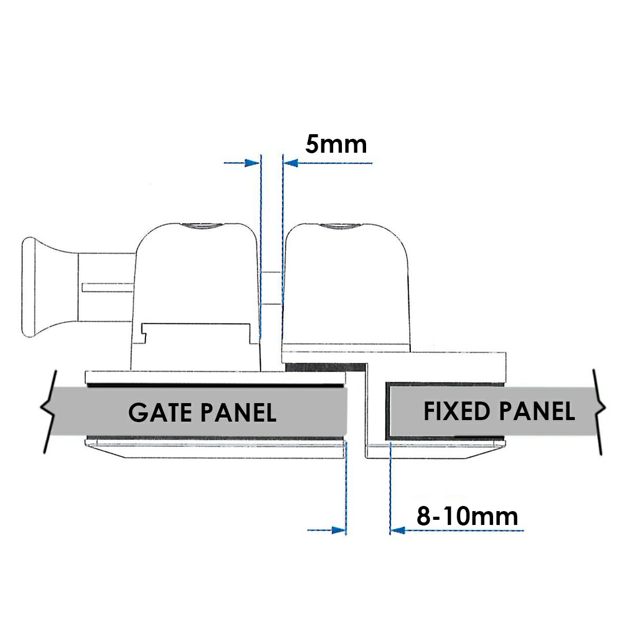 Pg2 SSS - Latch Glass to Glass with Clamp Keeper Satin Stainless Steel ...