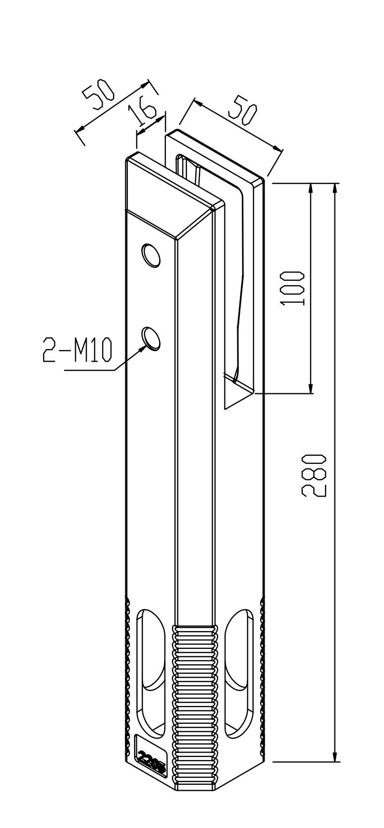 EMP250 SQ CD FF BG - Spigot EMP250 Core Drilled Friction Fit Hercules Square Profile Brushed ...