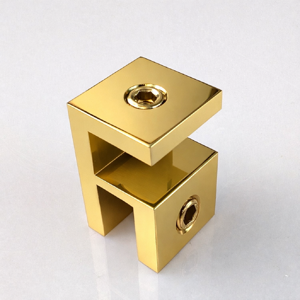 OPF1 10, 10 SQ PVD G - Shower Top Header Clip Square 10mm to 10mm Glass ...