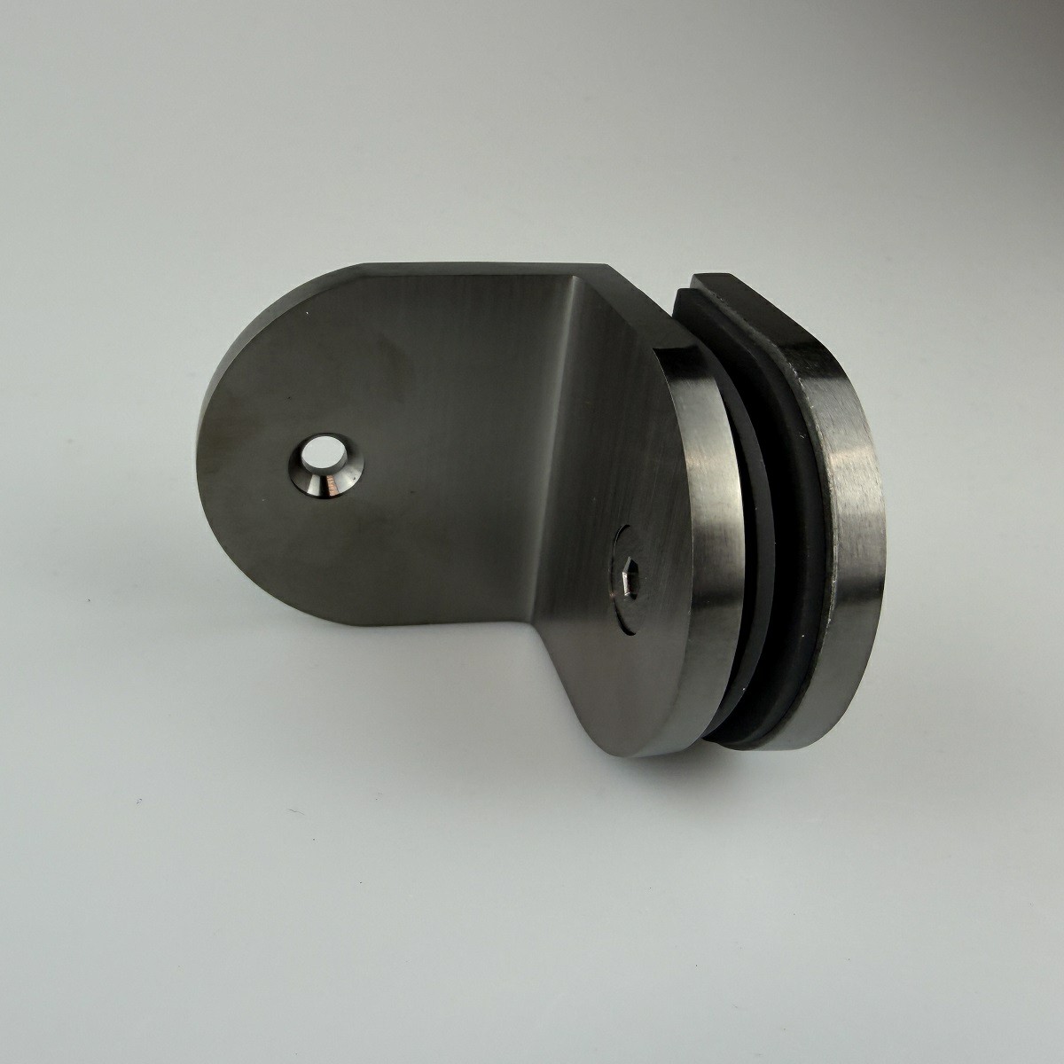 Fixed Bracket - Round 90 Degree Glass to Wall - Brushed Gun Black ...