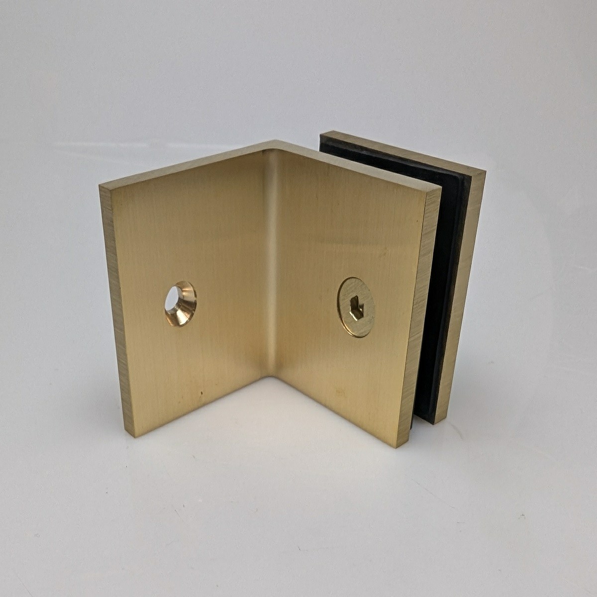 Fixed Bracket - Square 90 Degree Glass to Wall - Raw Brass - Elite ...