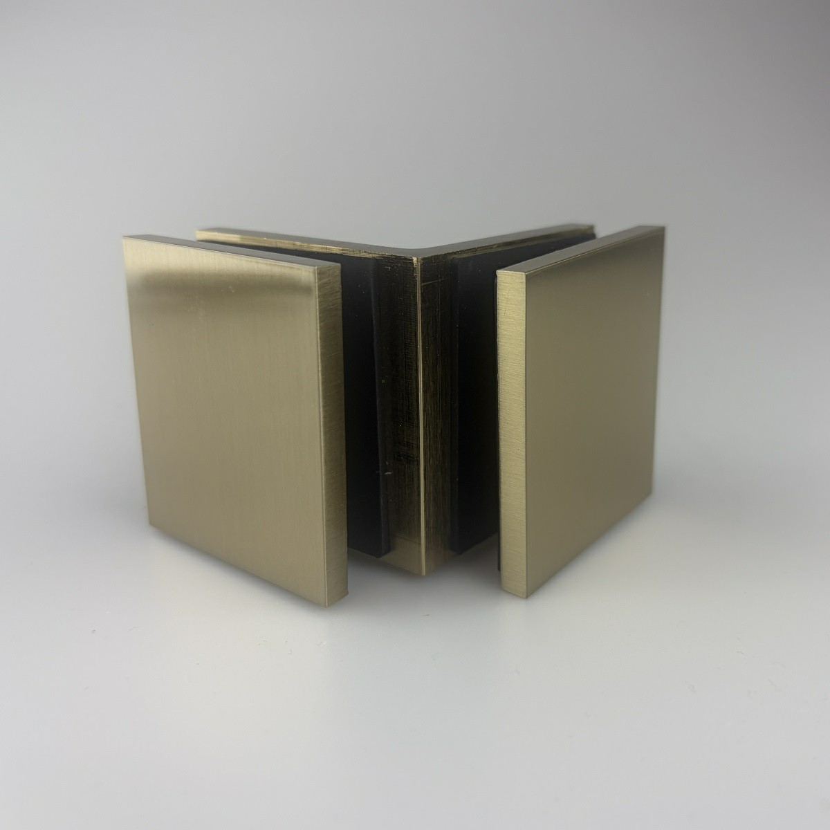 90 Degree Glass to Glass Square Fixed Bracket - Brushed Champagne ...