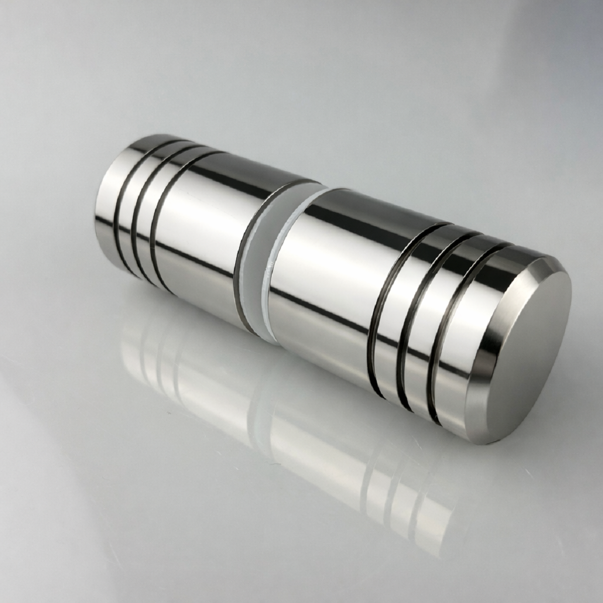 Short Groove Pull Knob Set - Polished Nickel - Elite Glass Solutions