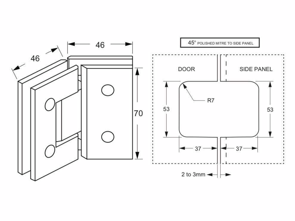 CMES2.135 MB - Shower Hinge - Glass to Glass - 135 Degree - Suit 6mm ...