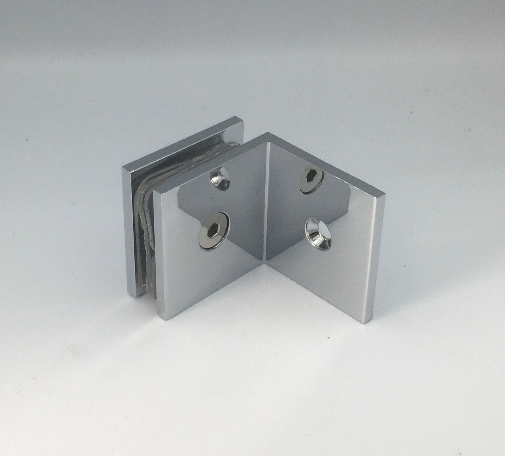Floor Mini Bracket - Glass to Wall - Square 90 Degree - Polished Chrome ...
