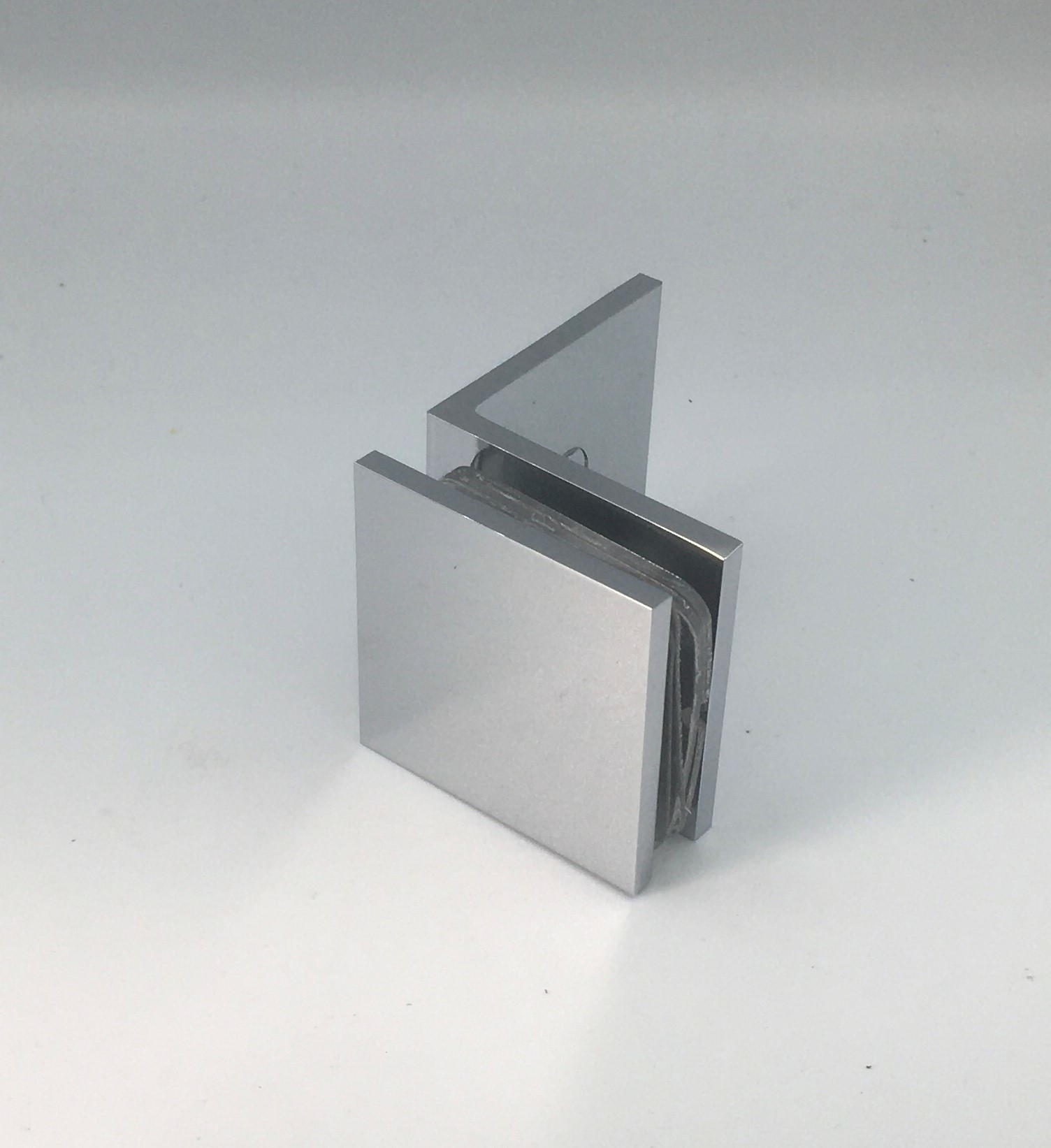 Floor Mini Bracket - Glass to Wall - Square 90 Degree - Polished Chrome ...