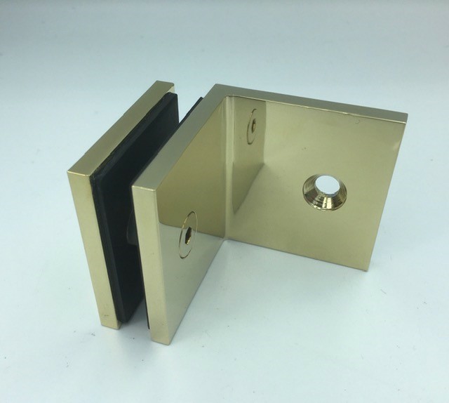 Fixed Bracket - Square 90 Degree Glass to Wall - Brushed Rose Gold ...