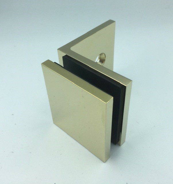 Fixed Bracket - Square 90 Degree Glass to Wall - Brushed Rose Gold ...