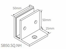 Shower Bracket - No Hole Square - 50 x 50mm x 4mm - Brushed Gold ...