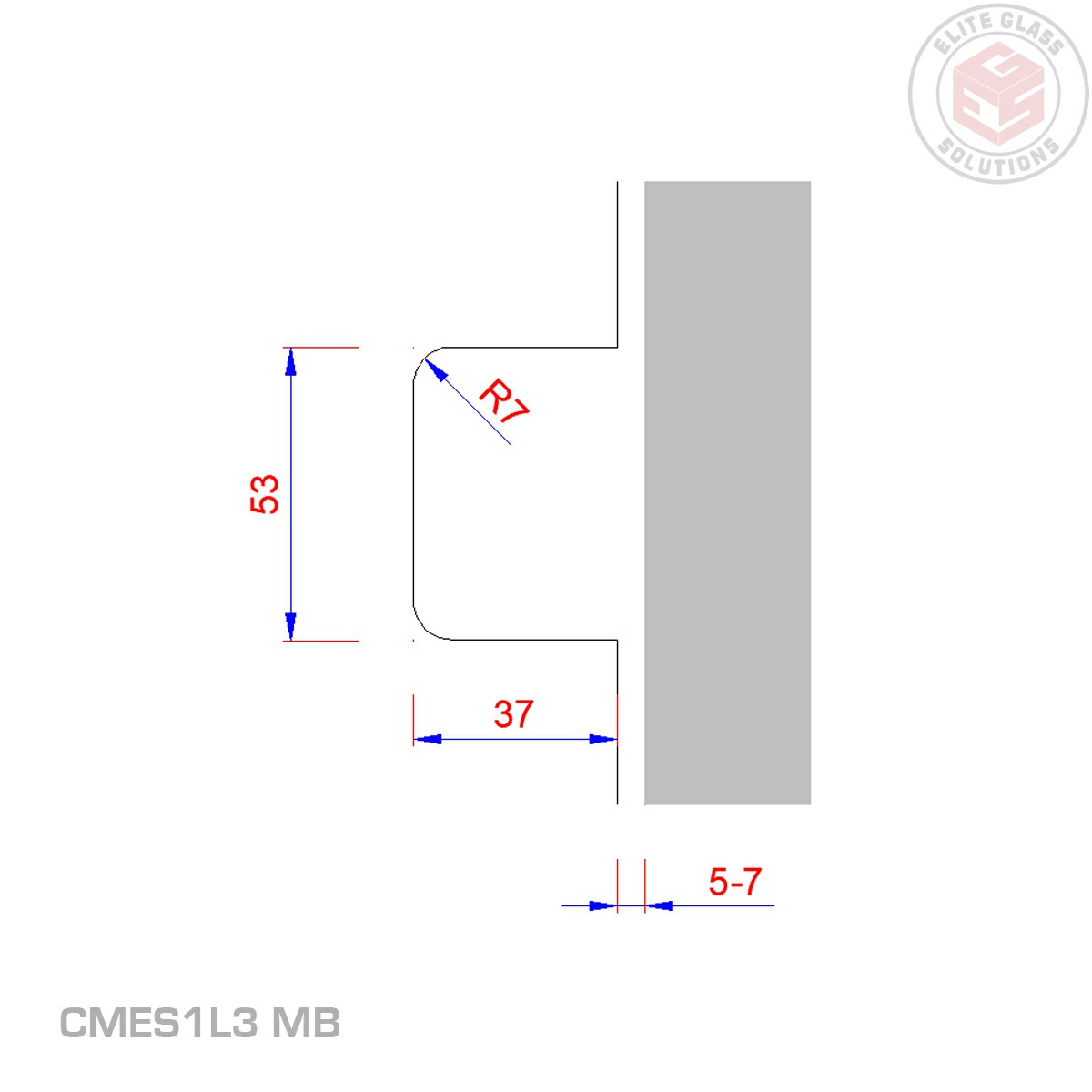 CMES1L3 GBD - Shower Hinge - Glass to Wall - L Shape - Gun Black Dumb ...