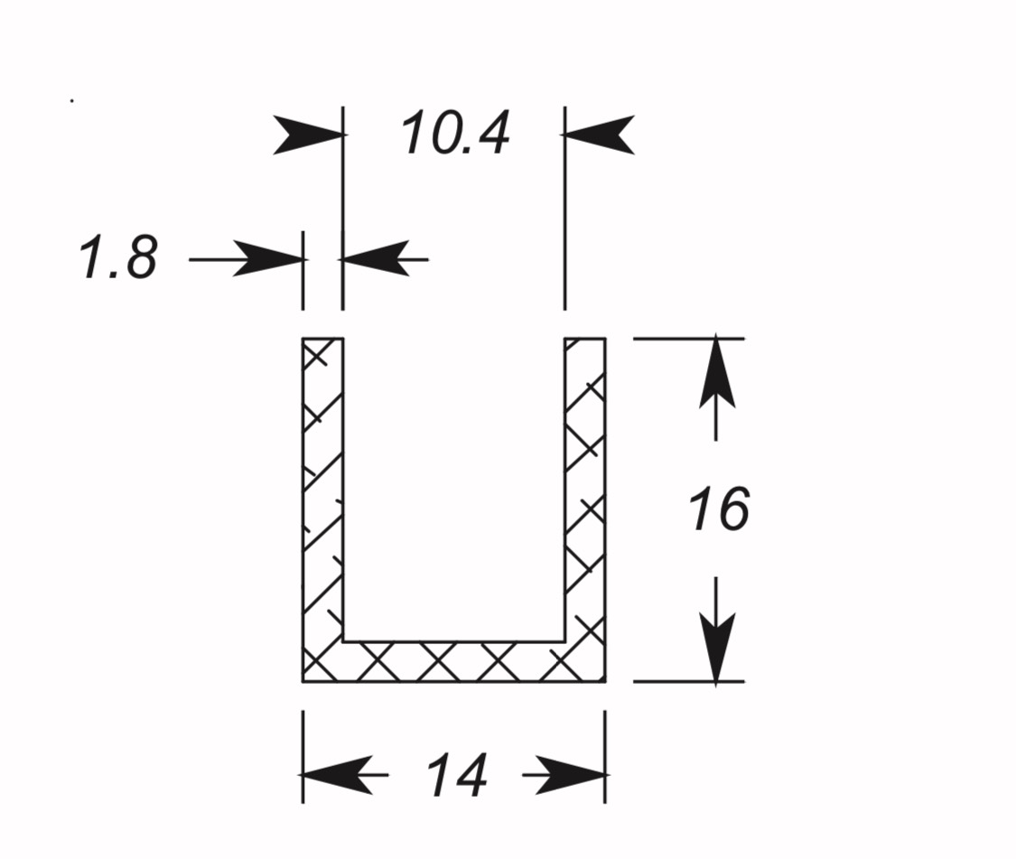 CH15 W - Aluminium Glazing Channel - 16mm x 14mm - 3m Length - White ...