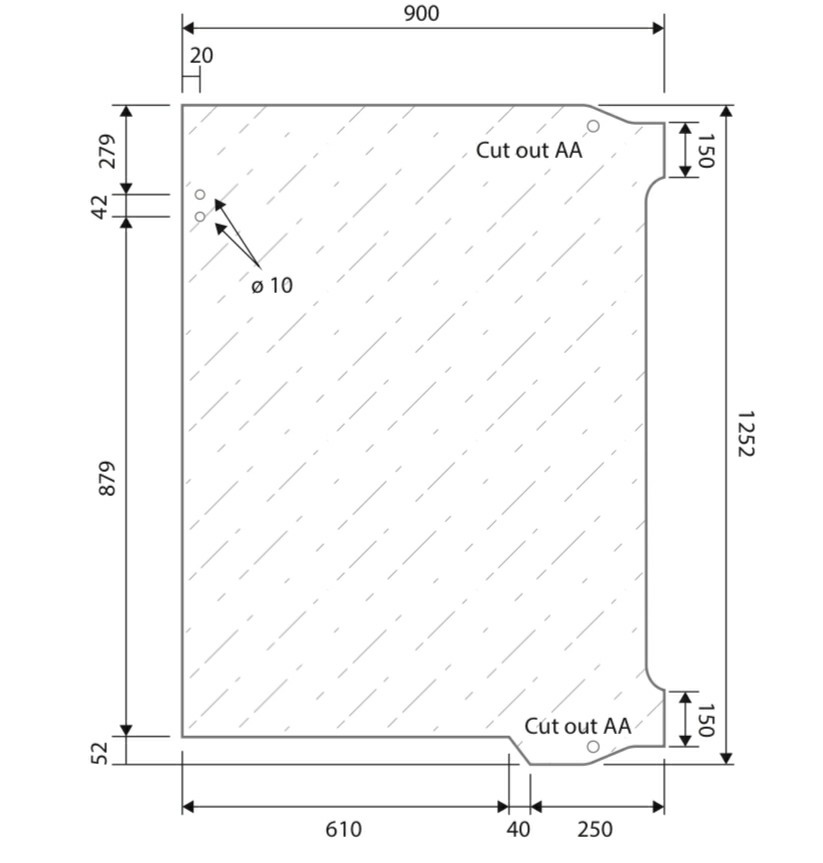 Presto Panel for Addision Floor Spring - 12mm Clear Toughened - 1252mm ...