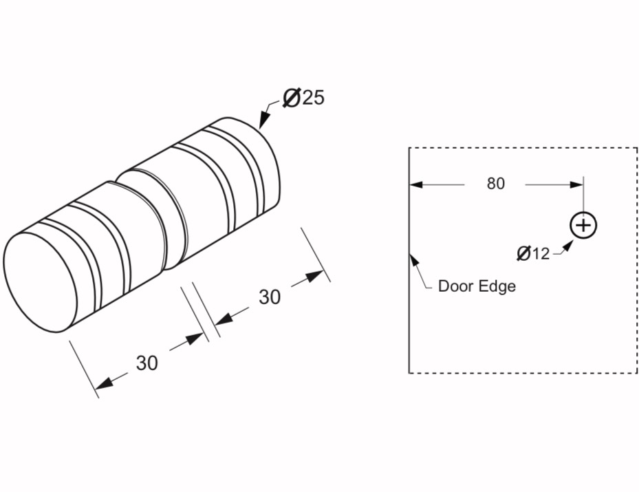 MSK40 PC - Handle Micro 30mm x 25mm Diameter Groove Pull Knob Polished ...