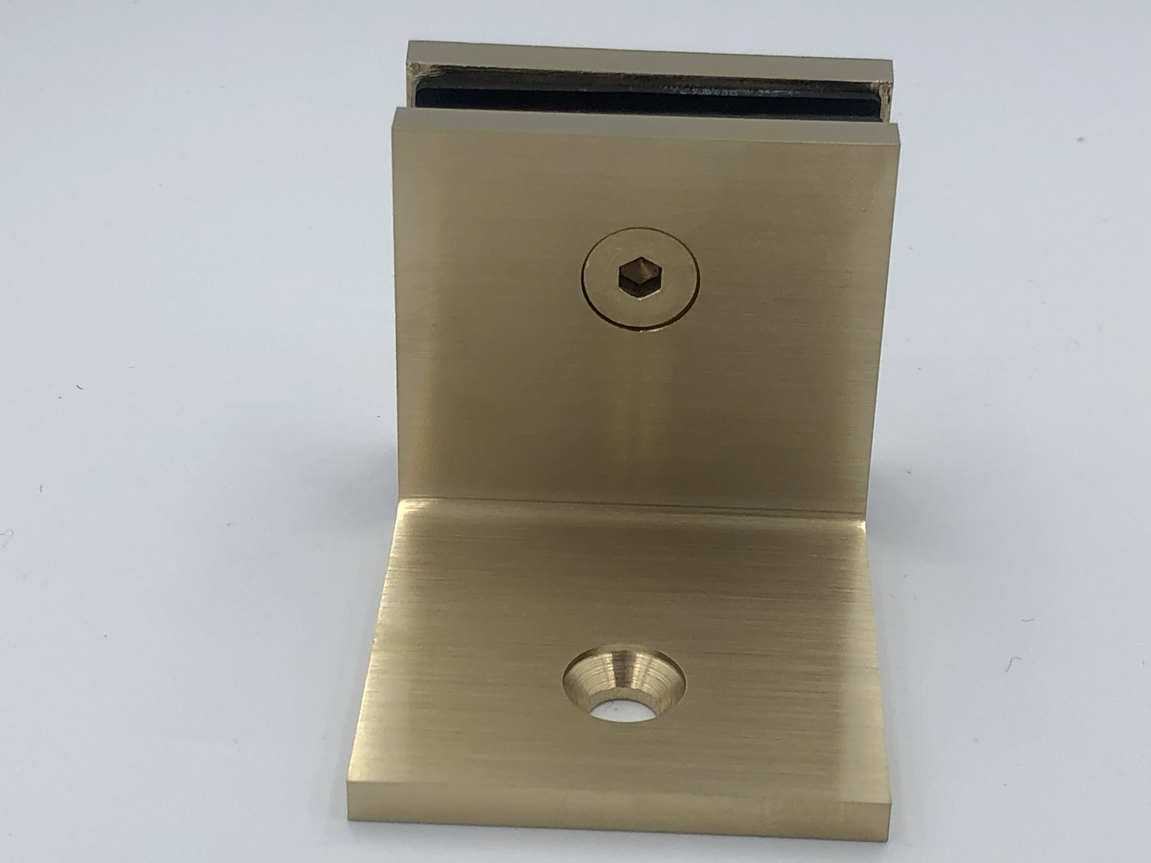 Fixed Bracket - Square 90 Degree Glass to Wall - Antique Brass - Elite ...