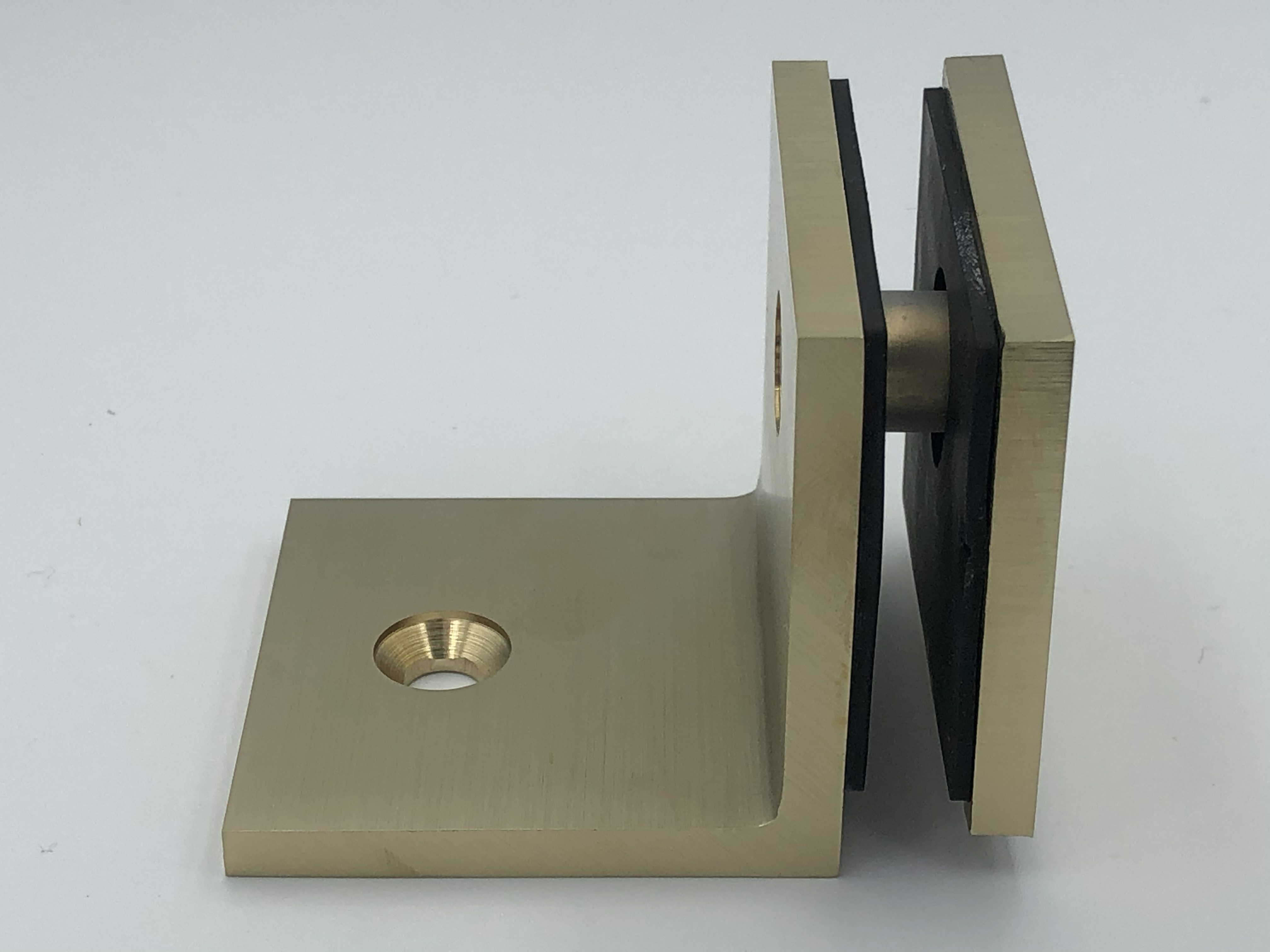 Fixed Bracket - Square 90 Degree Glass to Wall - Antique Brass - Elite ...