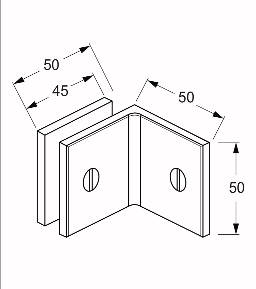 SB50.SQ RG - Fixed Bracket Square 90 Degree Glass to Wall Rose Gold ...
