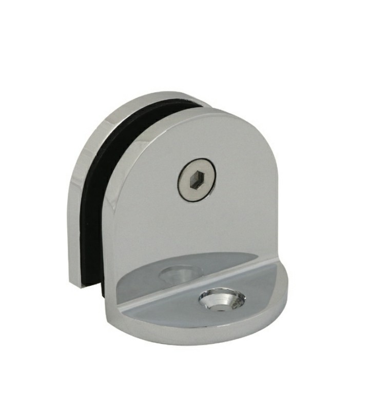 Floor Bracket - Round Custom Angle Glass to Wall 7 Forge - Polished ...