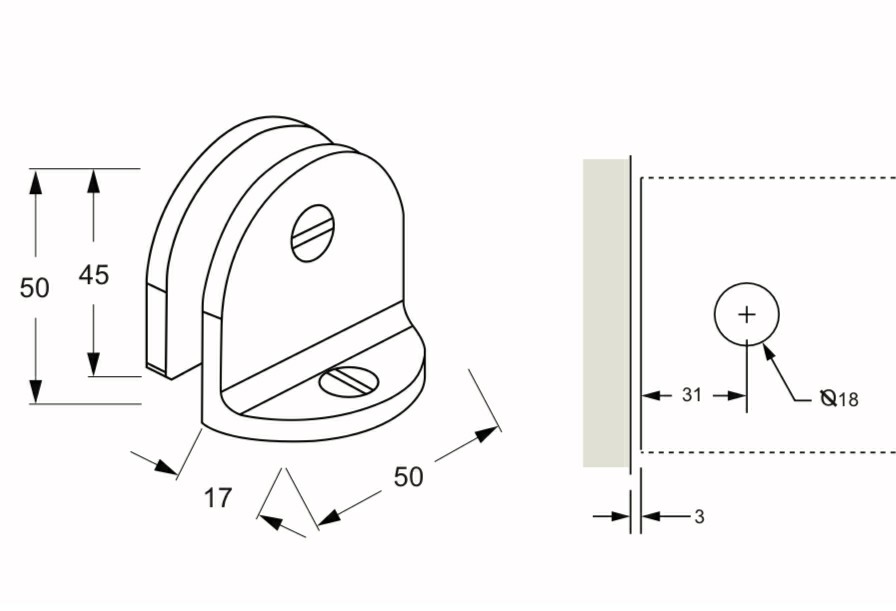 Shower Bracket - Square Reverse Style Wall Mount with Short Leg and ...