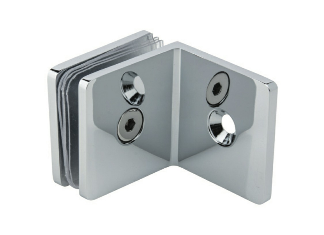 Floor Mini Bracket - Glass to Wall - Square 90 Degree - Brushed Gold ...