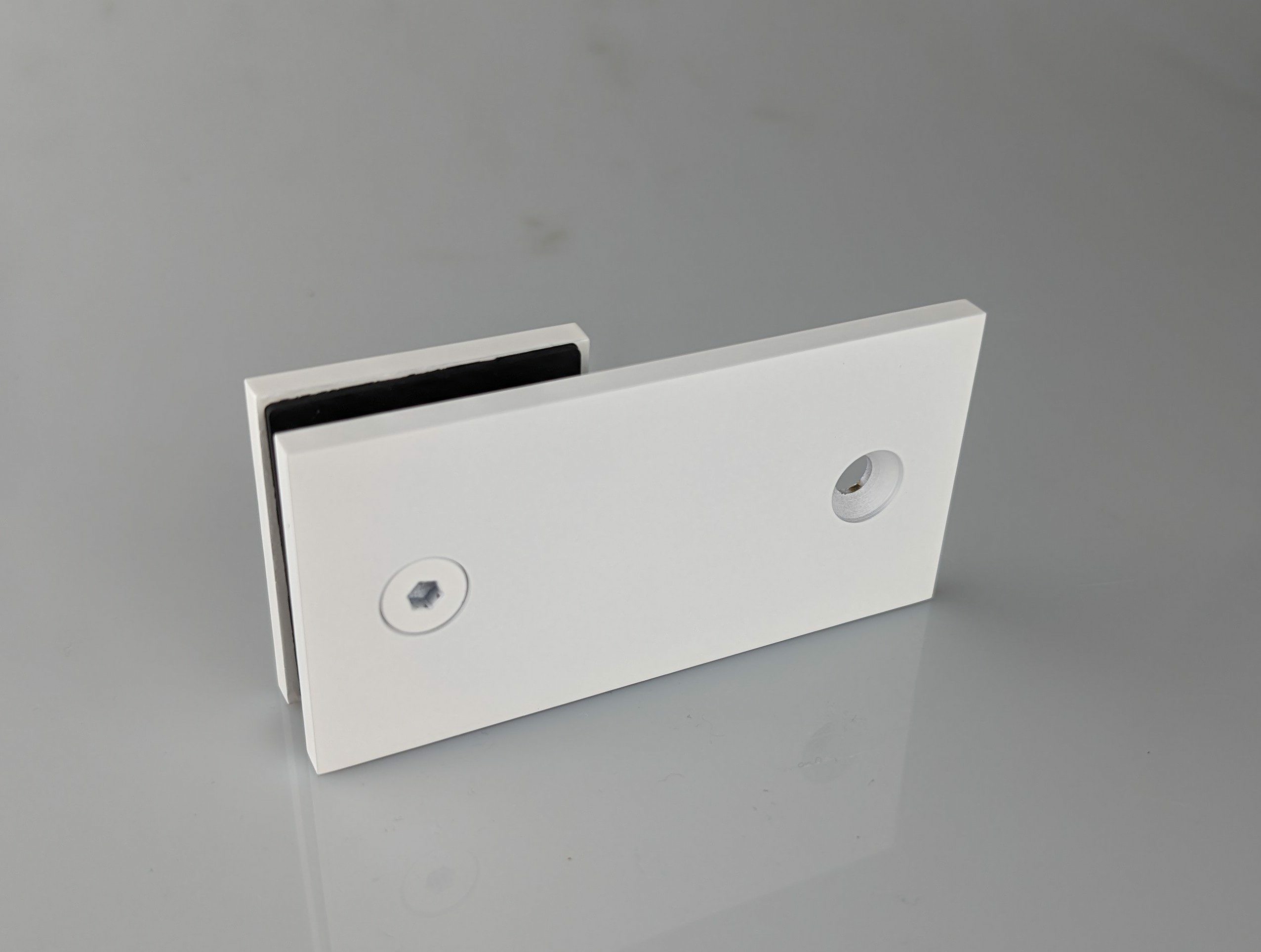 Fixed Bracket - 180 Degree Glass to Wall Square Shape - Matt White ...