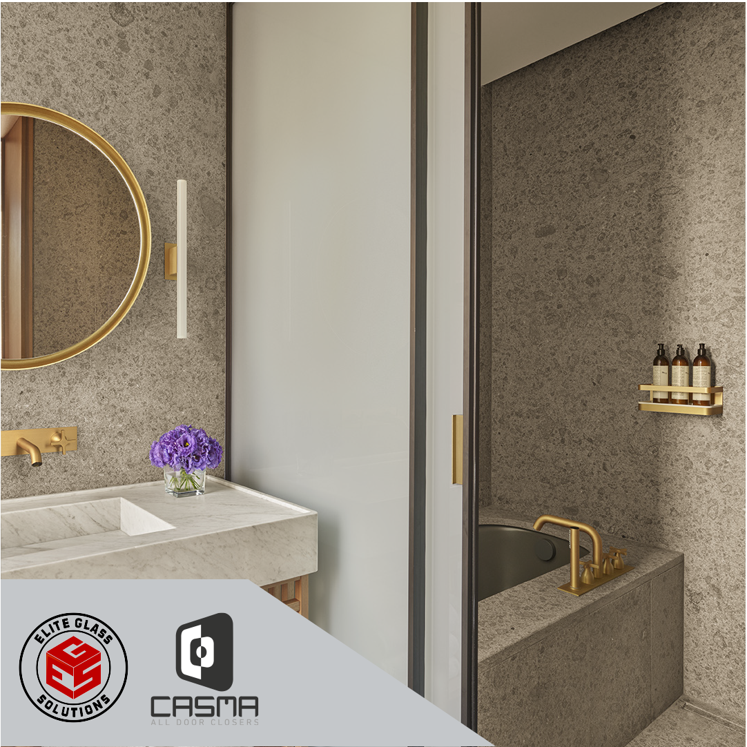 CASMA sleek bathroom sliding doors - Elite Glass Solutions
